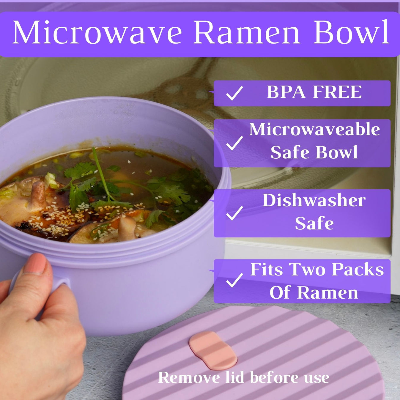 Microwave Ramen Bowl Set – Heat, Eat & Go | Leak-Proof with Folding Sp ...